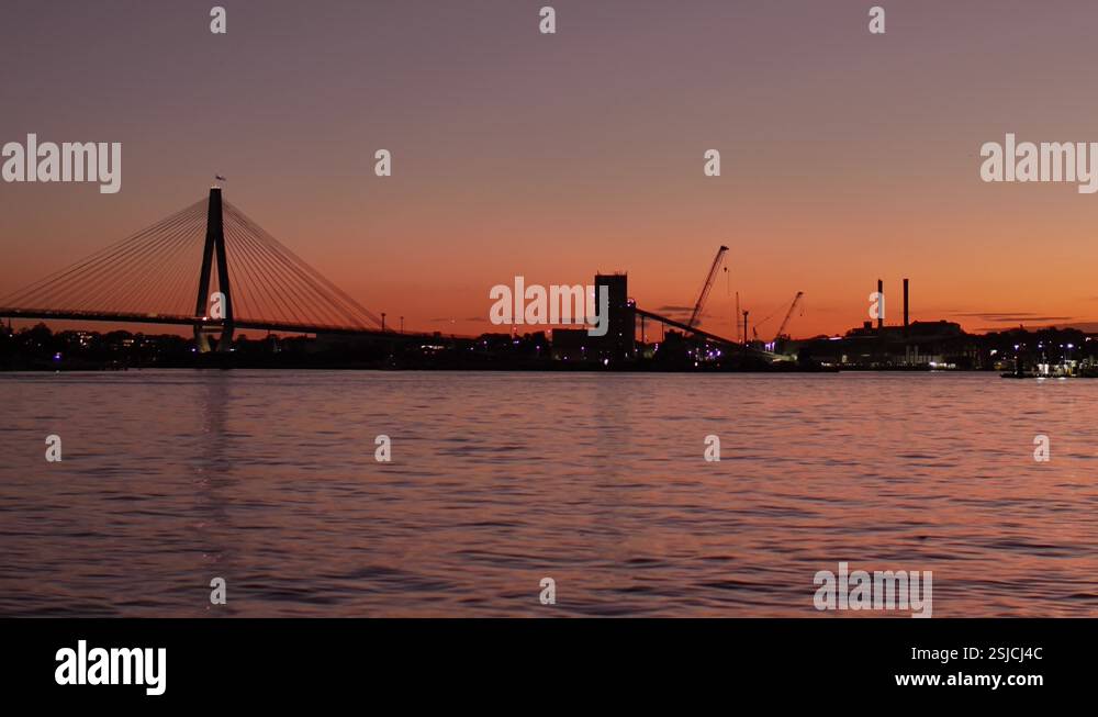 Anzac Bridge and Sydney Harbour at Sunset 4K Stock Video Footage - Alamy