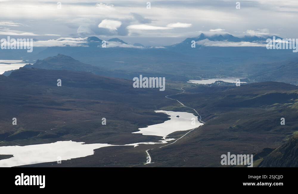 Looking towards the Cuillin mountains over Loch Leathan from the ...