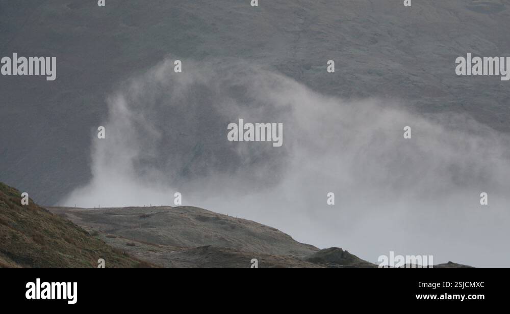 Valley mist from a temperature inversion at dawn on Wansfell, Ambleside ...