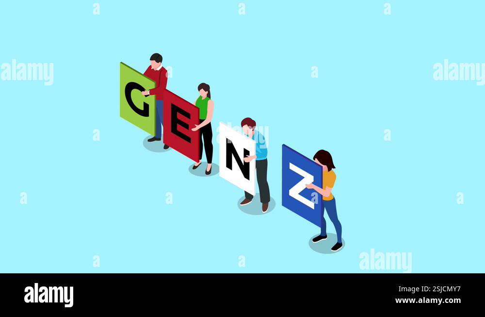 Young people holding generation Z letters Stock Video Footage - Alamy