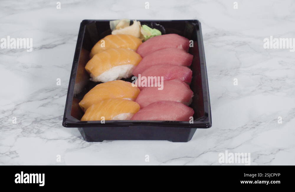 Pre-packaged sushi in a plastic tray Stock Video Footage - Alamy