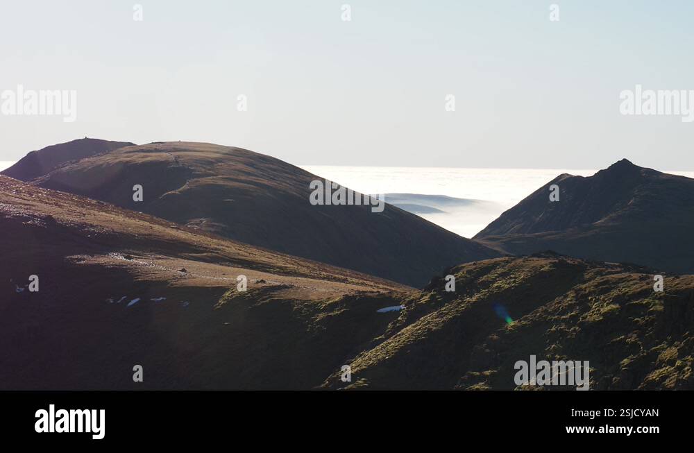 Dow Crag from Swirl Howe with mist from a temperature inversion, Lake ...
