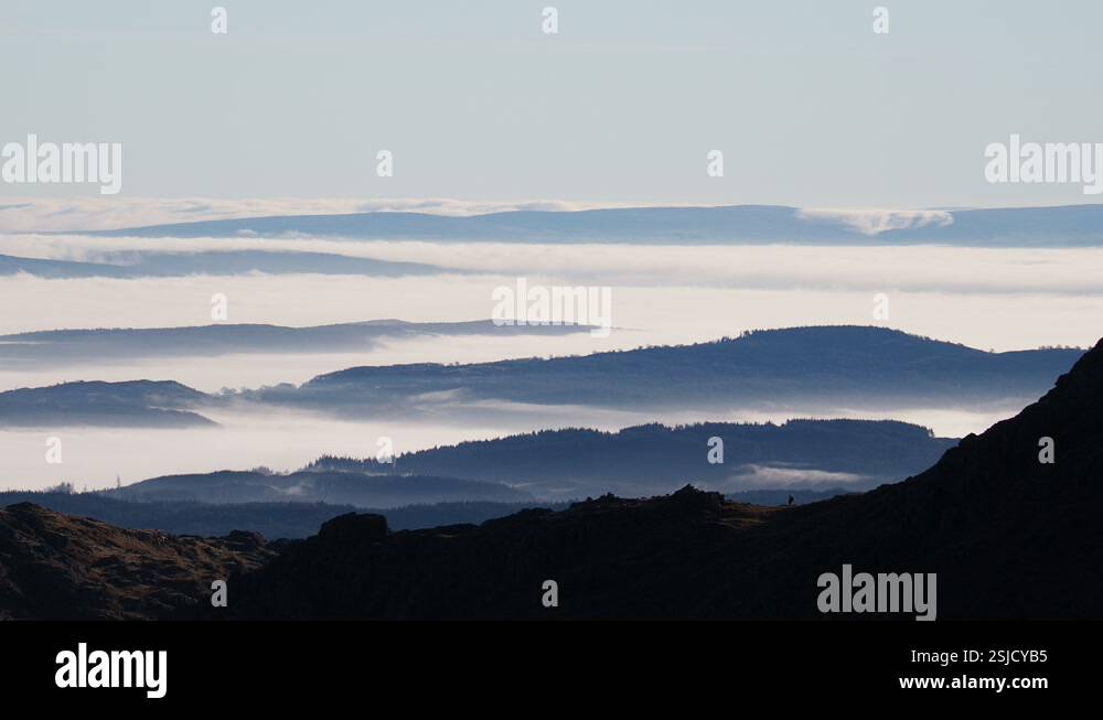 Looking towards the Bowland fells in Lancashire from Swirl Howe with ...