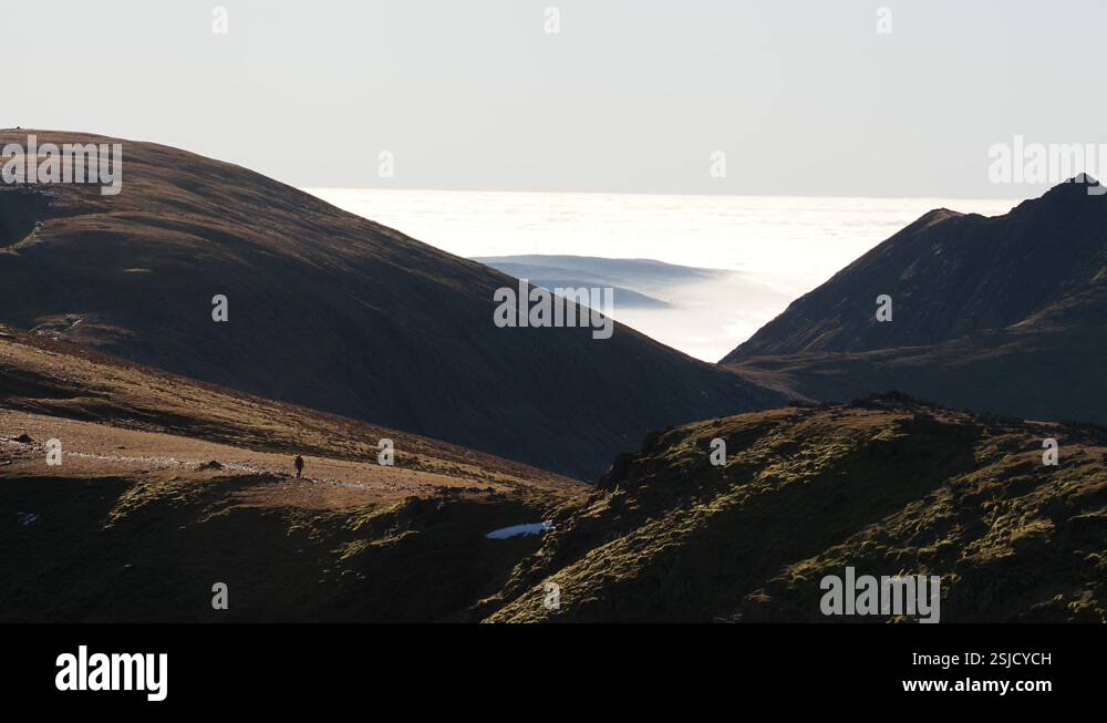 Dow Crag from Swirl Howe with mist from a temperature inversion, Lake ...