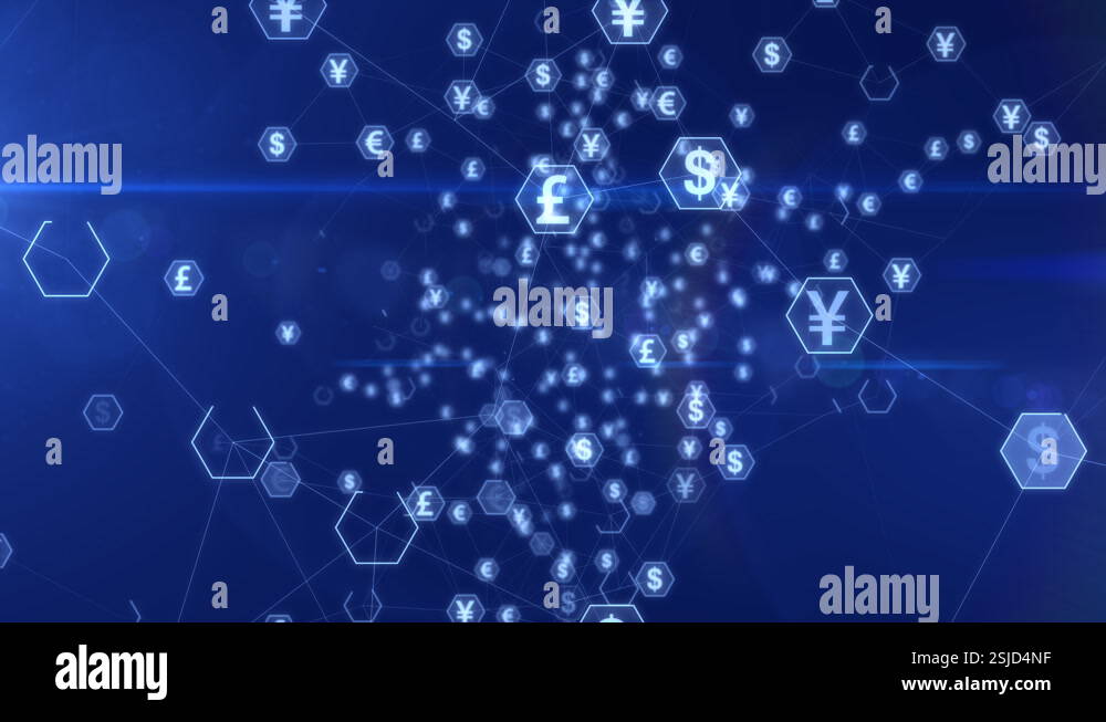 Animation of world currencies symbols in 3D space. Concept of global ...