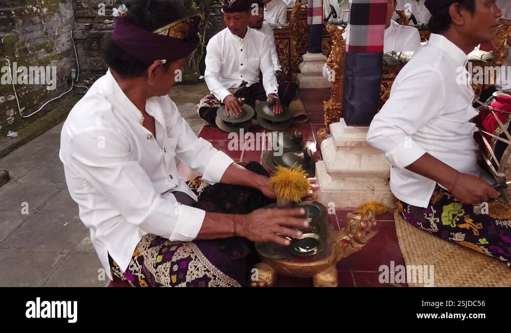 Balinese Gamelan Group Plays Gong Kebyar Music with Cymbals and Bronze ...