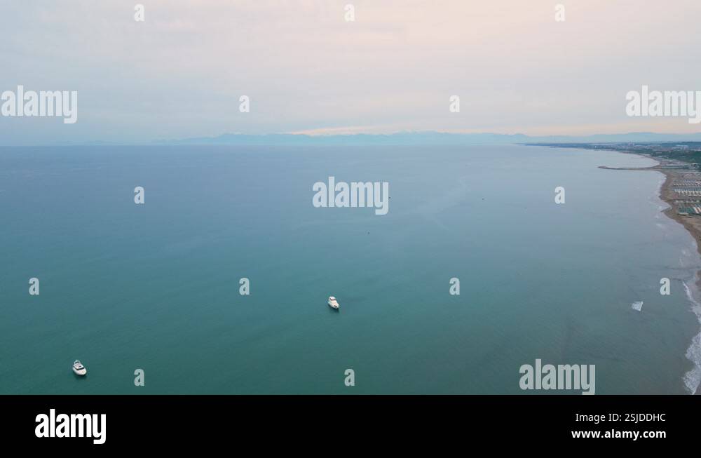 Aerial View Of Leisure Boats Floating On The Mediterranean Sea Near ...