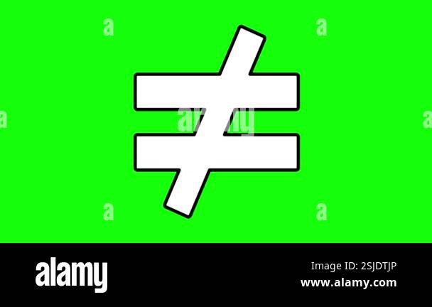 video animation drawing black and white inequality symbol, on a green ...