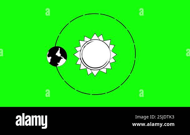 video animation drawing black and white icon planet earth orbiting the ...