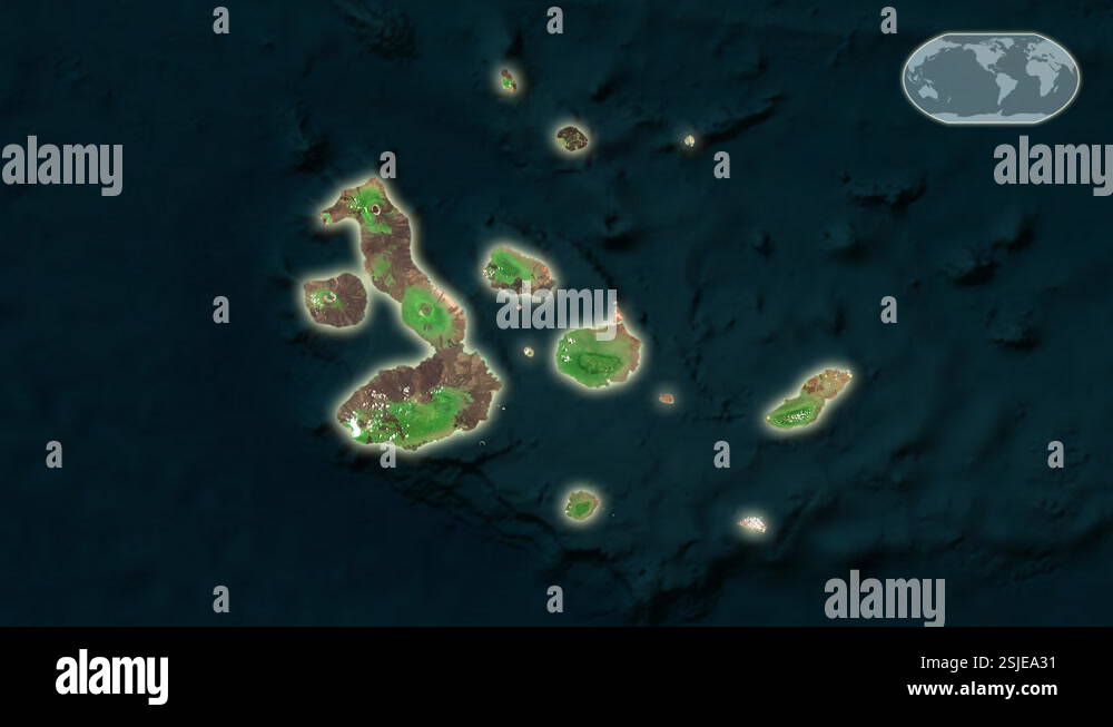 Galapagos Islands - Ecuador close-up - satellite. Preview. Glow. Labels ...