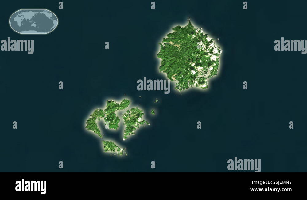 Oki Islands - Japan close-up - satellite. Preview. Glow Stock Video ...