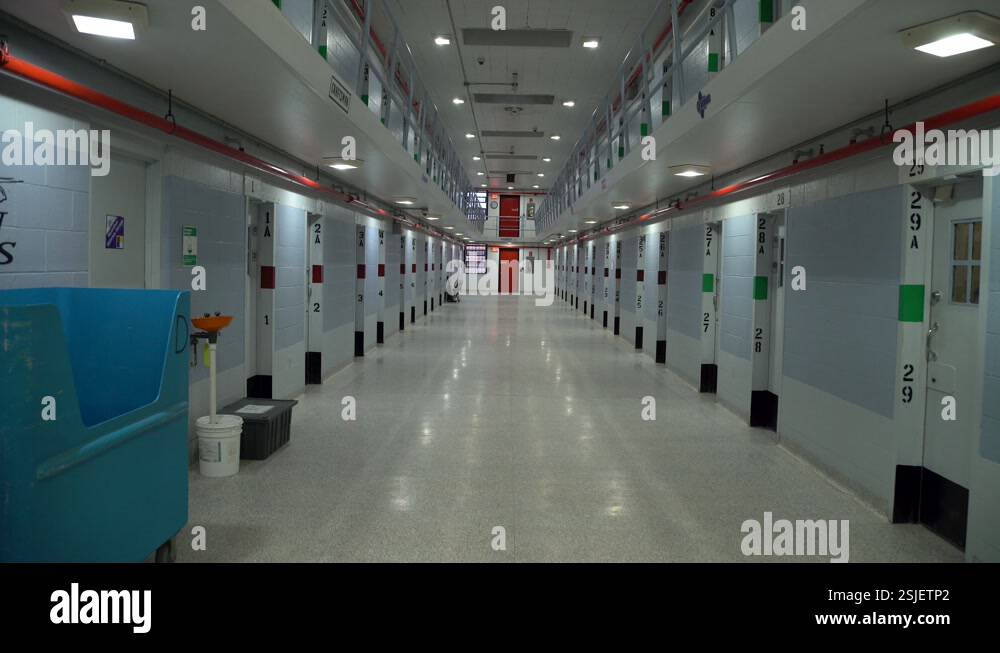prison cell block housing unit jail hallway correctional facility 4k ...