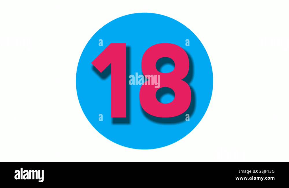 Number eighteen 18 cartoon animation on white background,4k cartoon ...
