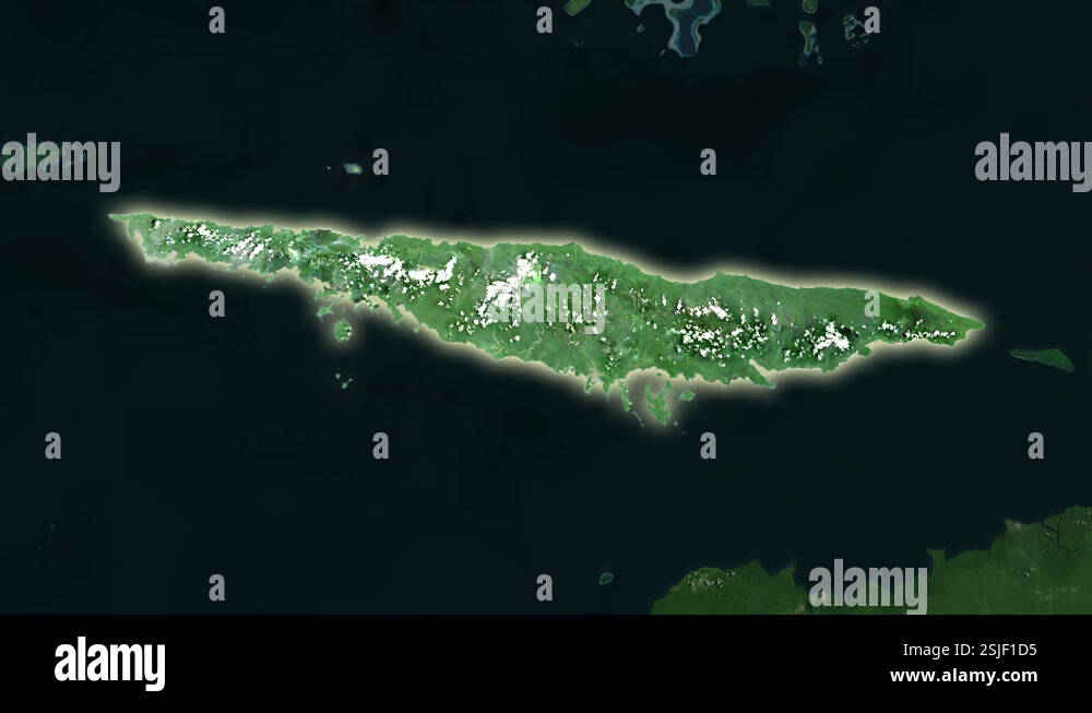 Yapen Island - Indonesia close-up - satellite. Glow. Labels Stock Video ...