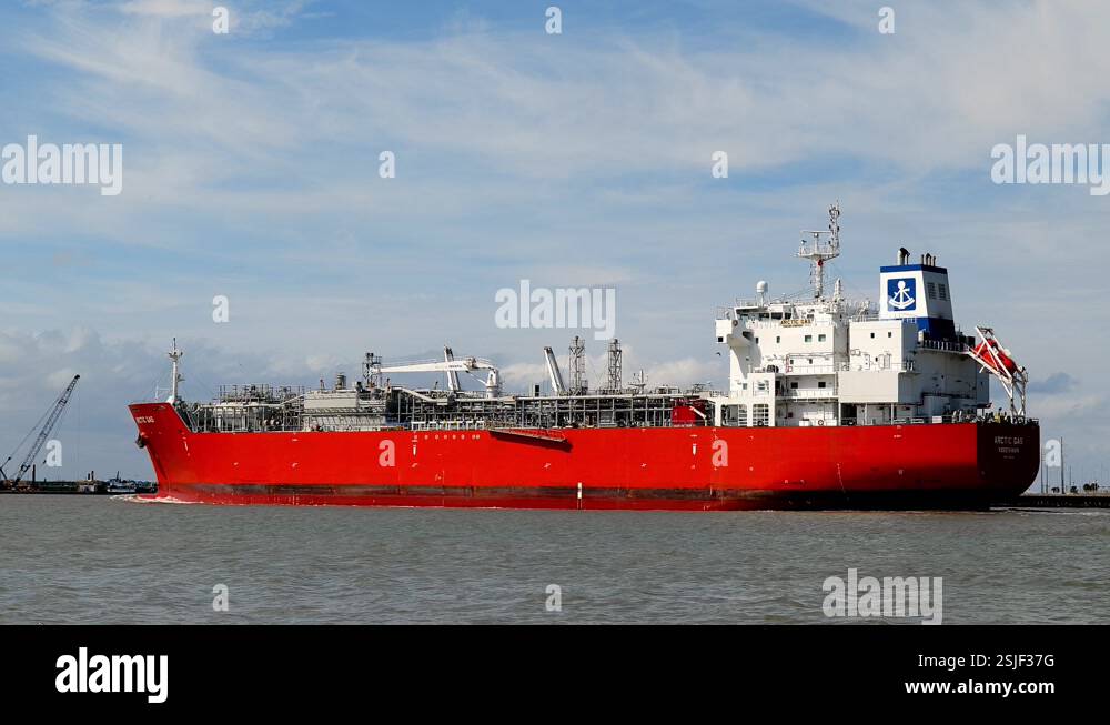 PORT ARANSAS, TX - 18 FEB 2023: The ARCTIC GAS, an LNG tanker ship ...