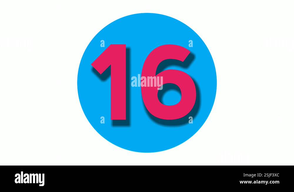 Number sixteen 16 cartoon animation on white background,4k cartoon ...