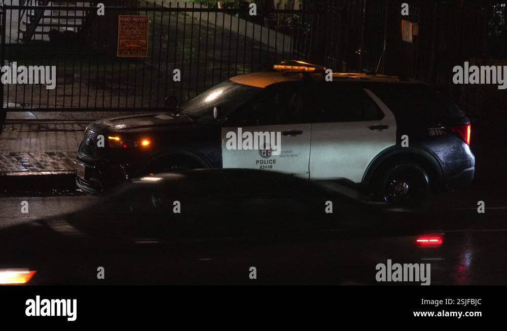 Los Angeles Police Department LAPD Cruiser SUV with Flashing Lights at ...