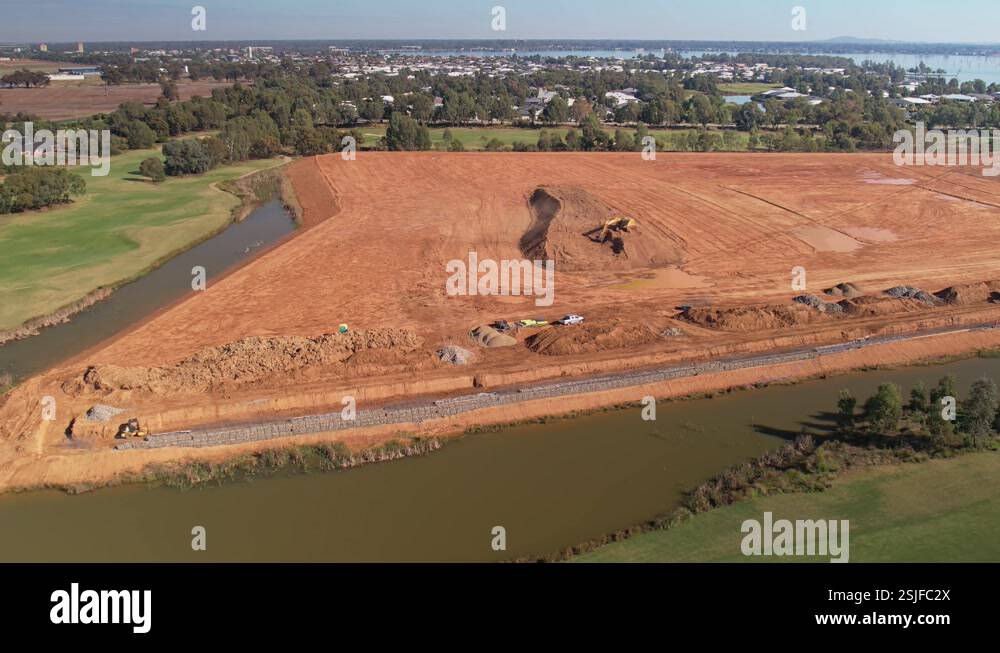Yarrawonga, Victoria, Australia - 18 April 2023: Aerial pullback from ...