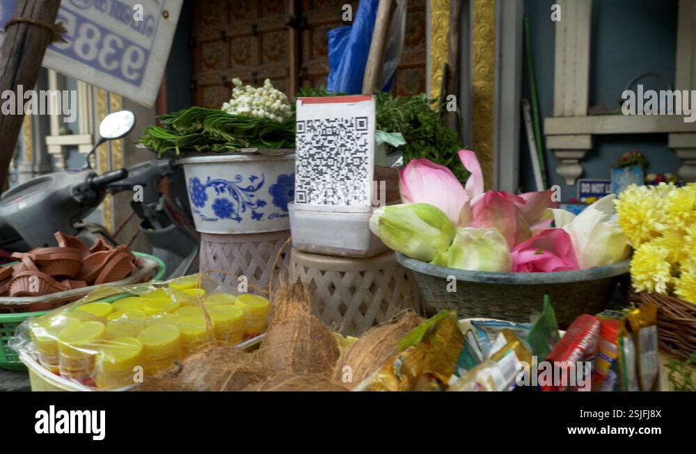 Indian street vendors accept digital payments using UPI QR code scanner ...