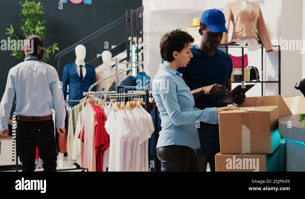 Employees checking cardboard boxes Stock Videos & Footage - HD and 4K ...