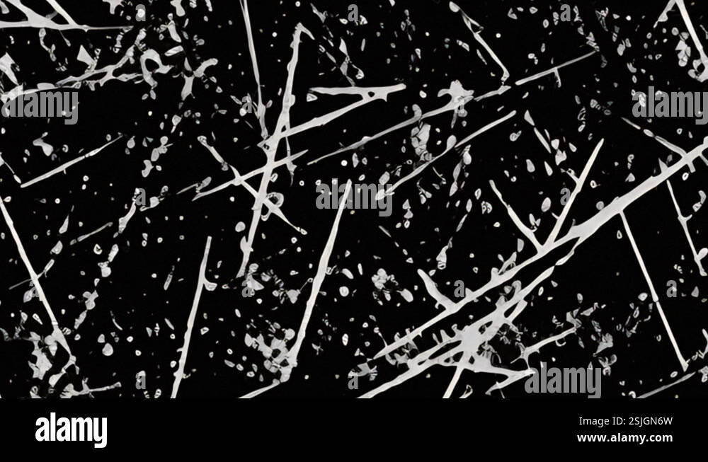 Retro TV screen with scratches and damage. Black and white screen with ...