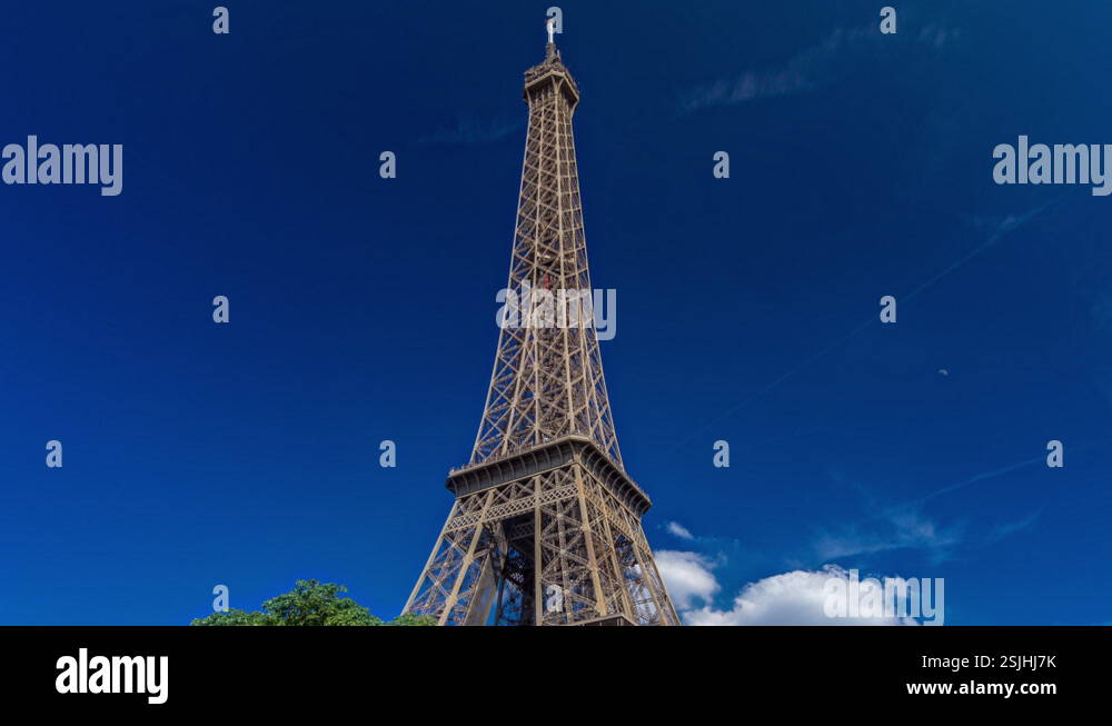 Eiffel Tower from Siene river waterfront in Paris timelapse hyperlapse ...