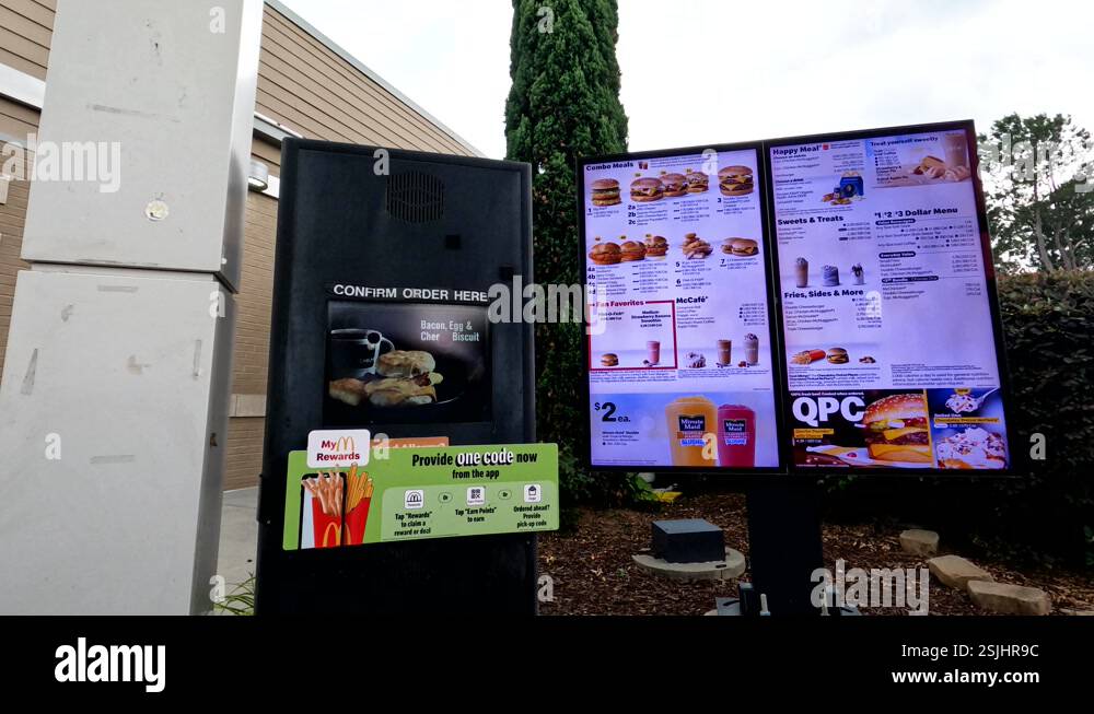 McDonalds drive thru menu order screen and prices Stock Video Footage ...