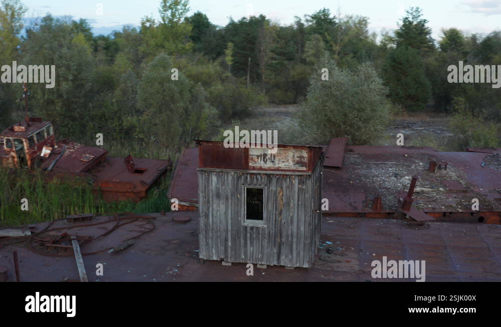 Scary, empty shed at the abandoned shipyard in Chernobyl exclusion zone ...