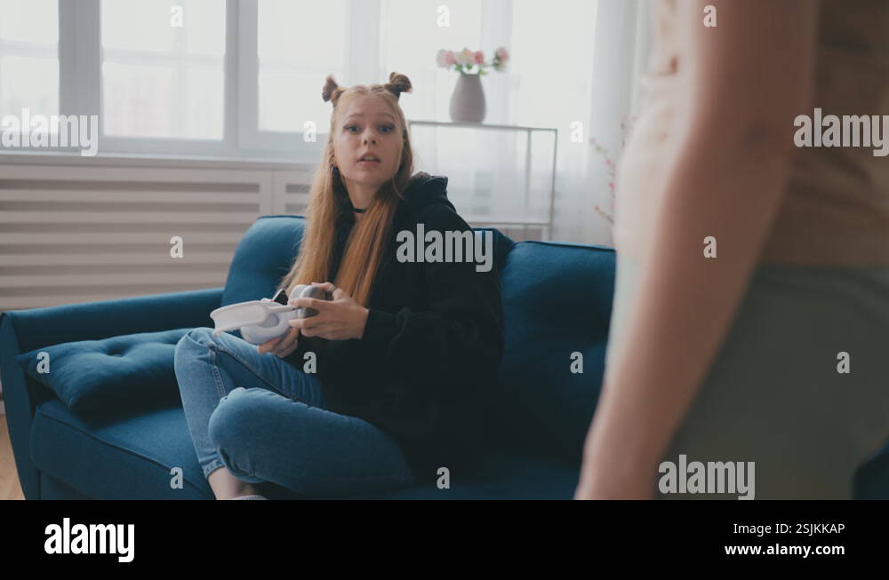 Rebellious teen daughter arguing with her mom, puberty, rude behavior, hormones Stock Video ...