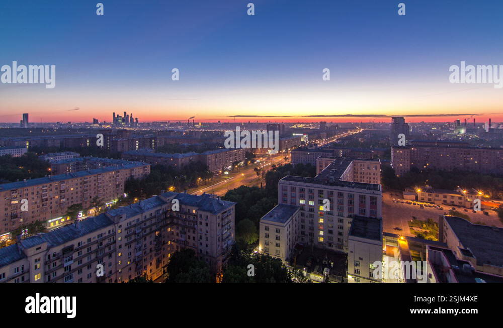 Residential buildings, Stalin skyscrapers and panorama of city before ...