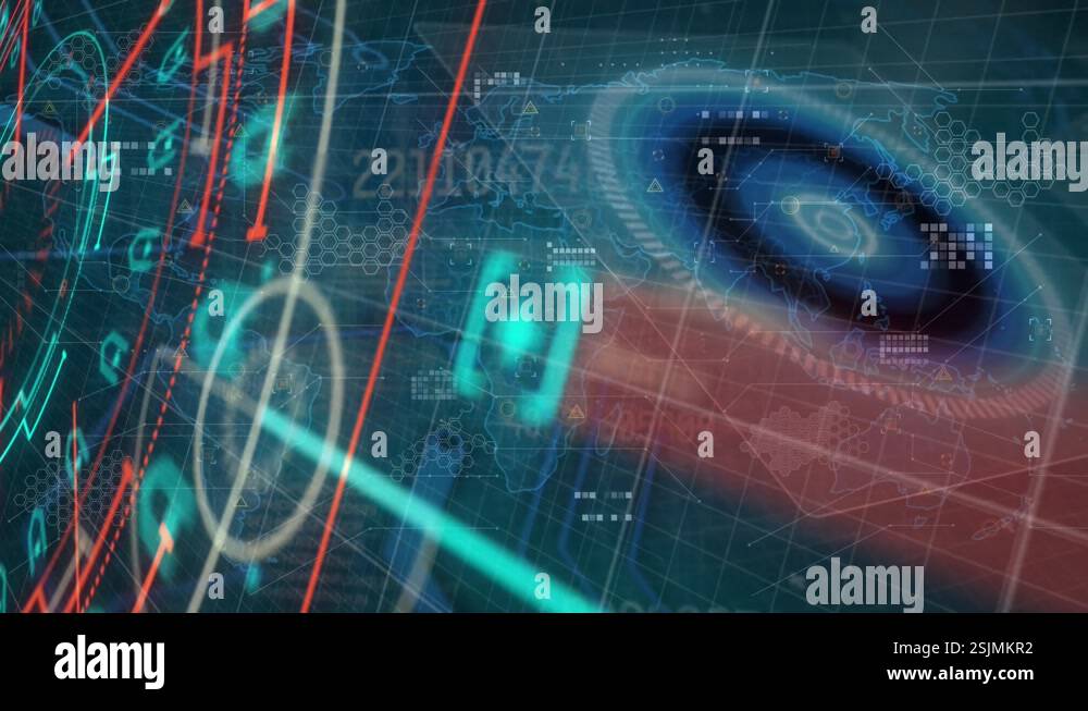 Animation of interface with round scanner, data processing and changing numbers Stock Video ...