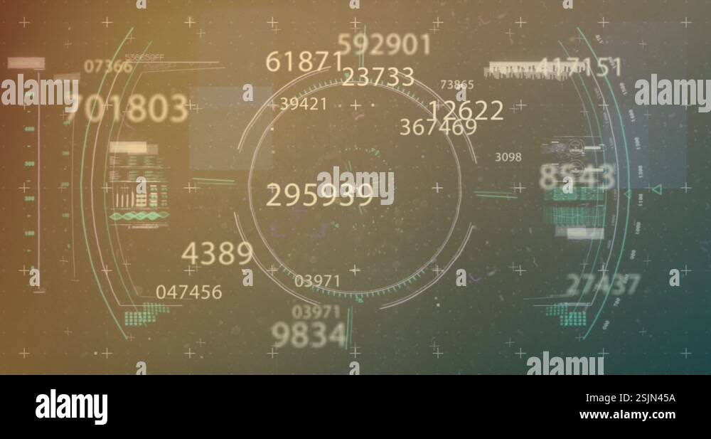 Animation of glitch effect and scope scanning over multiple changing numbers Stock Video Footage ...