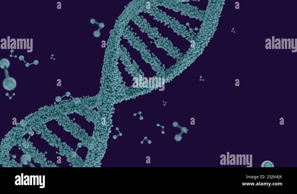 Animation Of Dna And Molecular Structures Spinning Against Blue Background Stock Video Footage