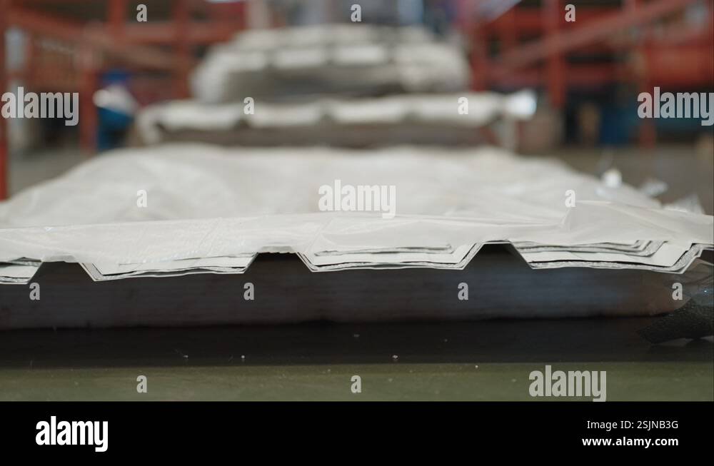 Close up stack of roof sheets in metal sheet factory Metal sheet roof ...