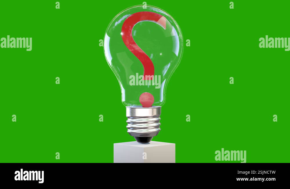3D question mark revolving inside of a classic lightbulb, loop, Green ...