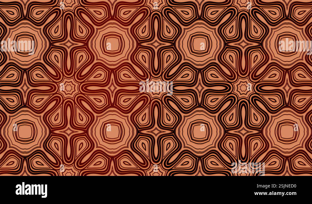 Background animated in loop with floral lines moving pattern, over red ...