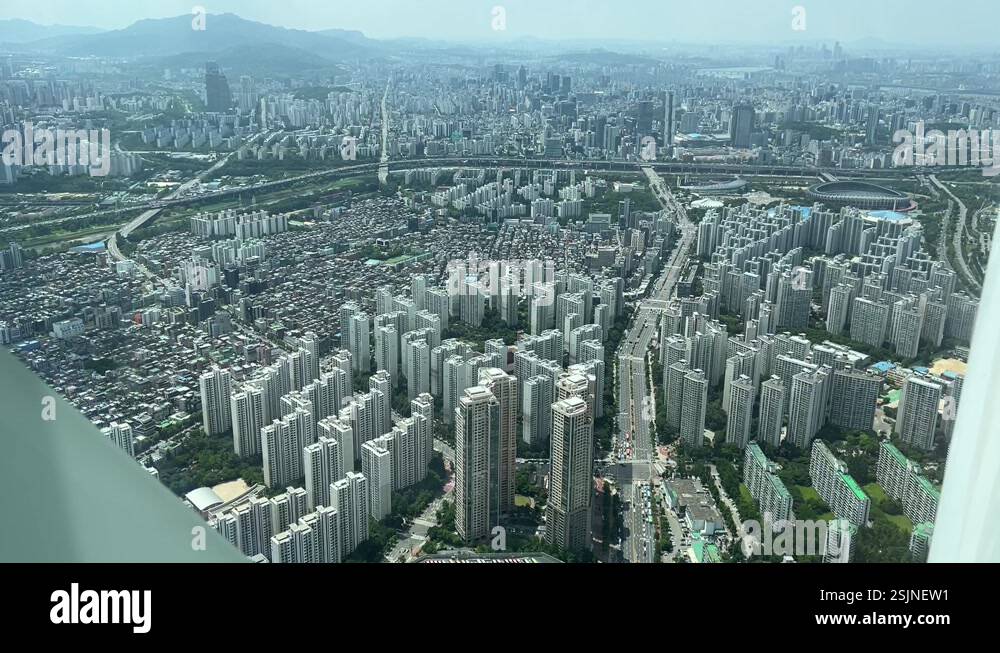 Lotte Sky tower skyline view in Seoul South Korea Stock Video Footage ...