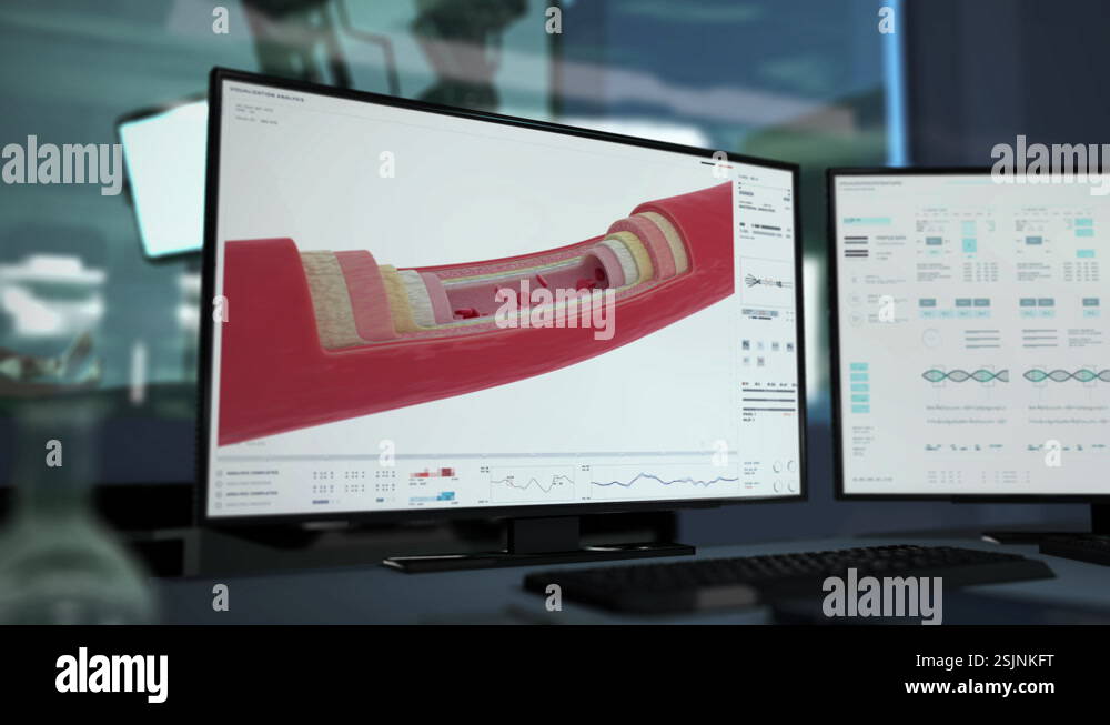 Microscopic X-Ray Scanner Interface Researching Biology Of Blood Cells ...