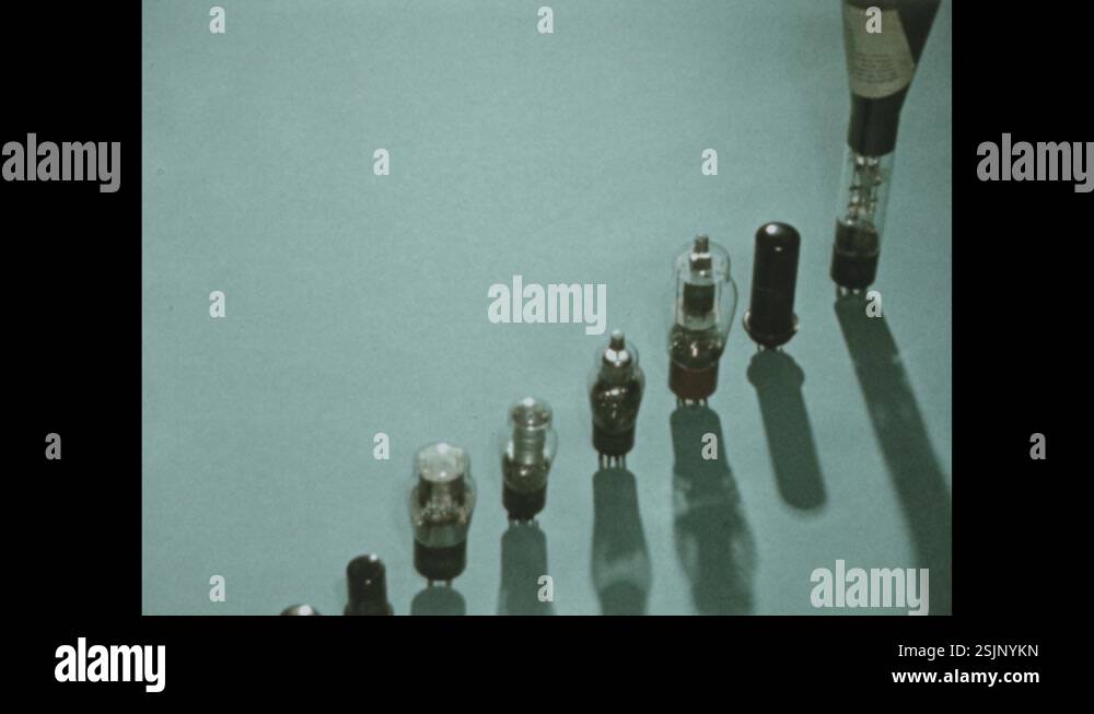 1950s: Vacuum tubes stand on display from largest to smallest on ...