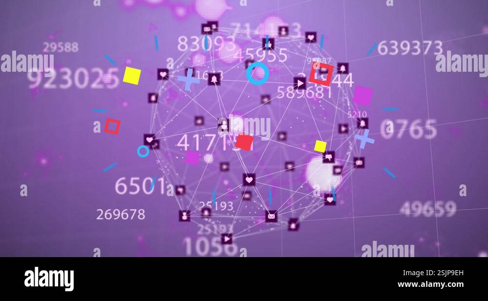 Animation of changing numbers over connected dots forming globe and nucleotides Stock Video ...