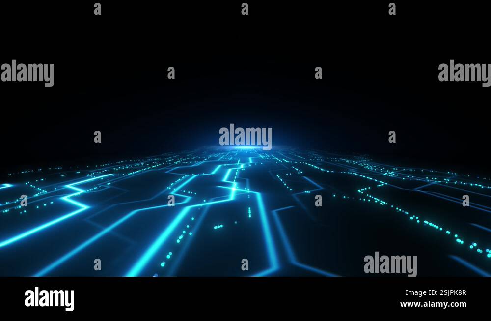 Digital Data moving on Circuit Board and CPU loop backgrounds. Computer ...