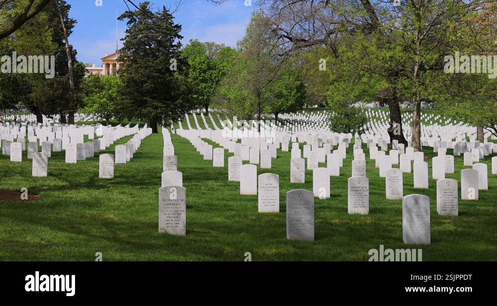 Arlington National Cemetery veteran headstones flag 4K Stock Video ...