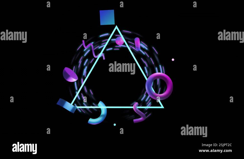 Animation of abstract 3d shapes over black background Stock Video ...