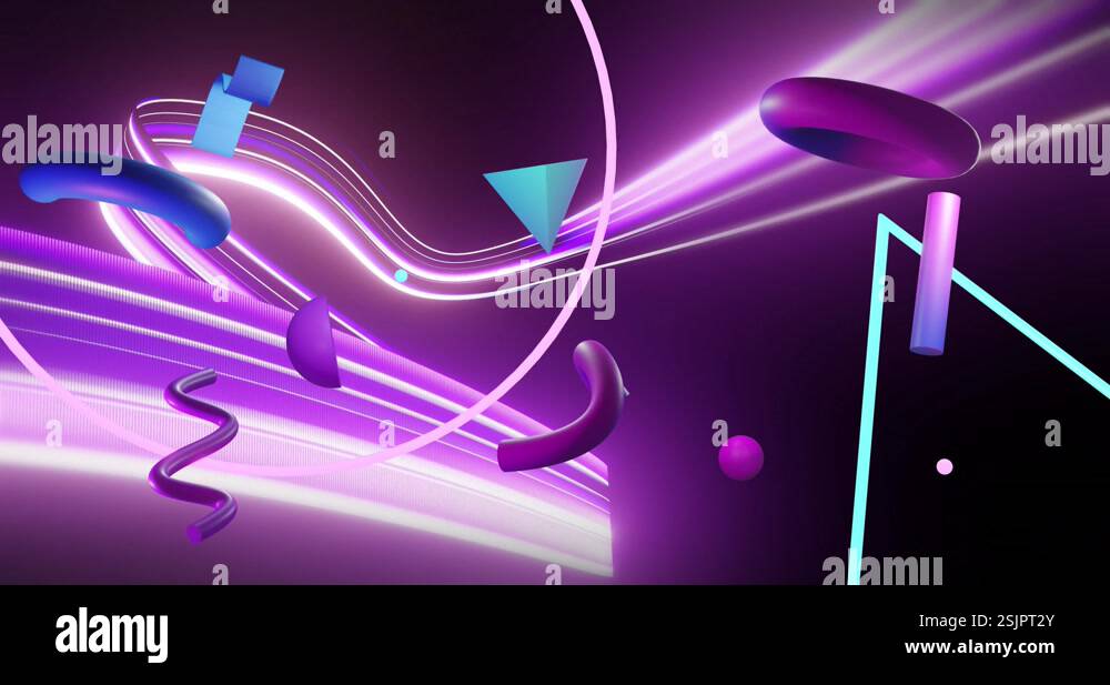 Animation of abstract 3d shapes over black background Stock Video ...