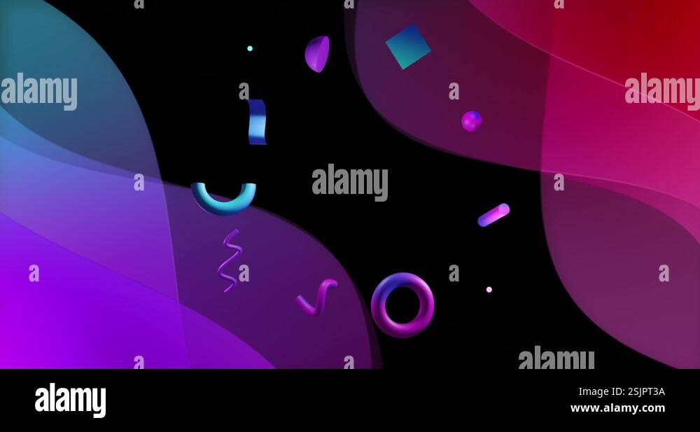 Animation of abstract 3d shapes over black background Stock Video ...