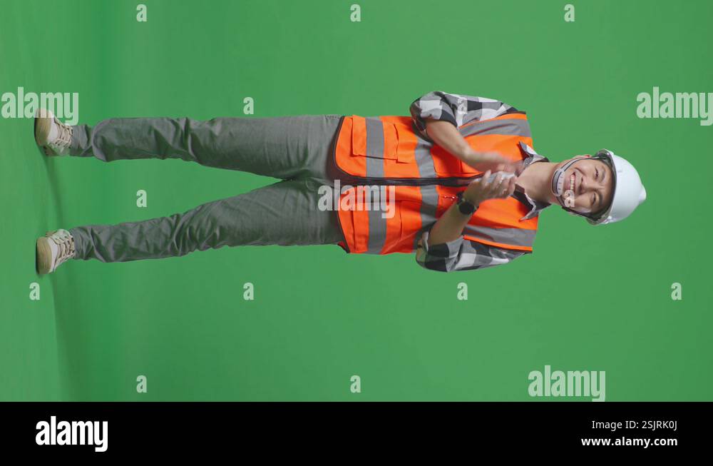 Full Body Of Asian Male Engineer With Safety Helmet Smiling And ...