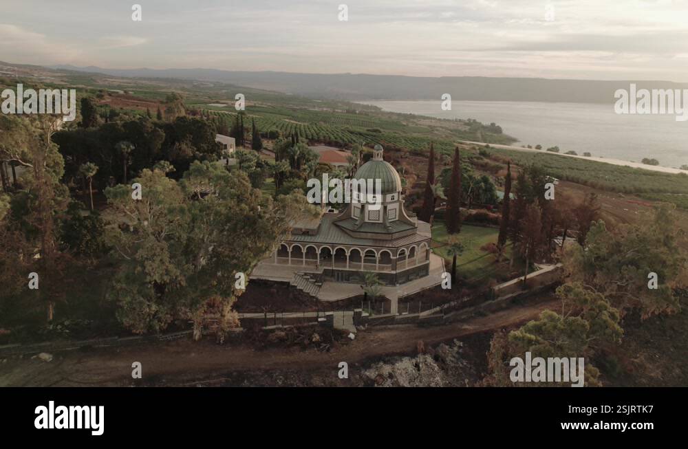 Israel Drone Footage Mount of Blessing Beatitudes Sea of Galilee Aerial ...