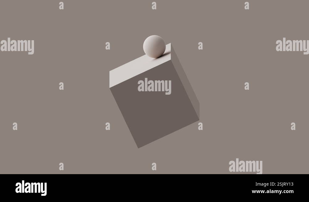 Sphere gliding over surface of a cube in a continuous loop animation ...