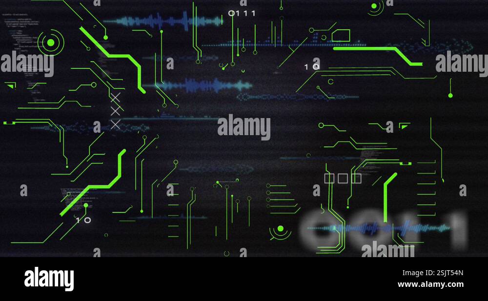 Animation Of Circuit Board Pattern And X Symbol Over Binary Codes And Computer Stock Video