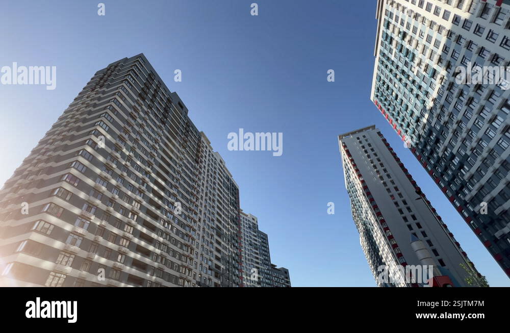 Newly built modern high-rise residential complex of multi-storey ...